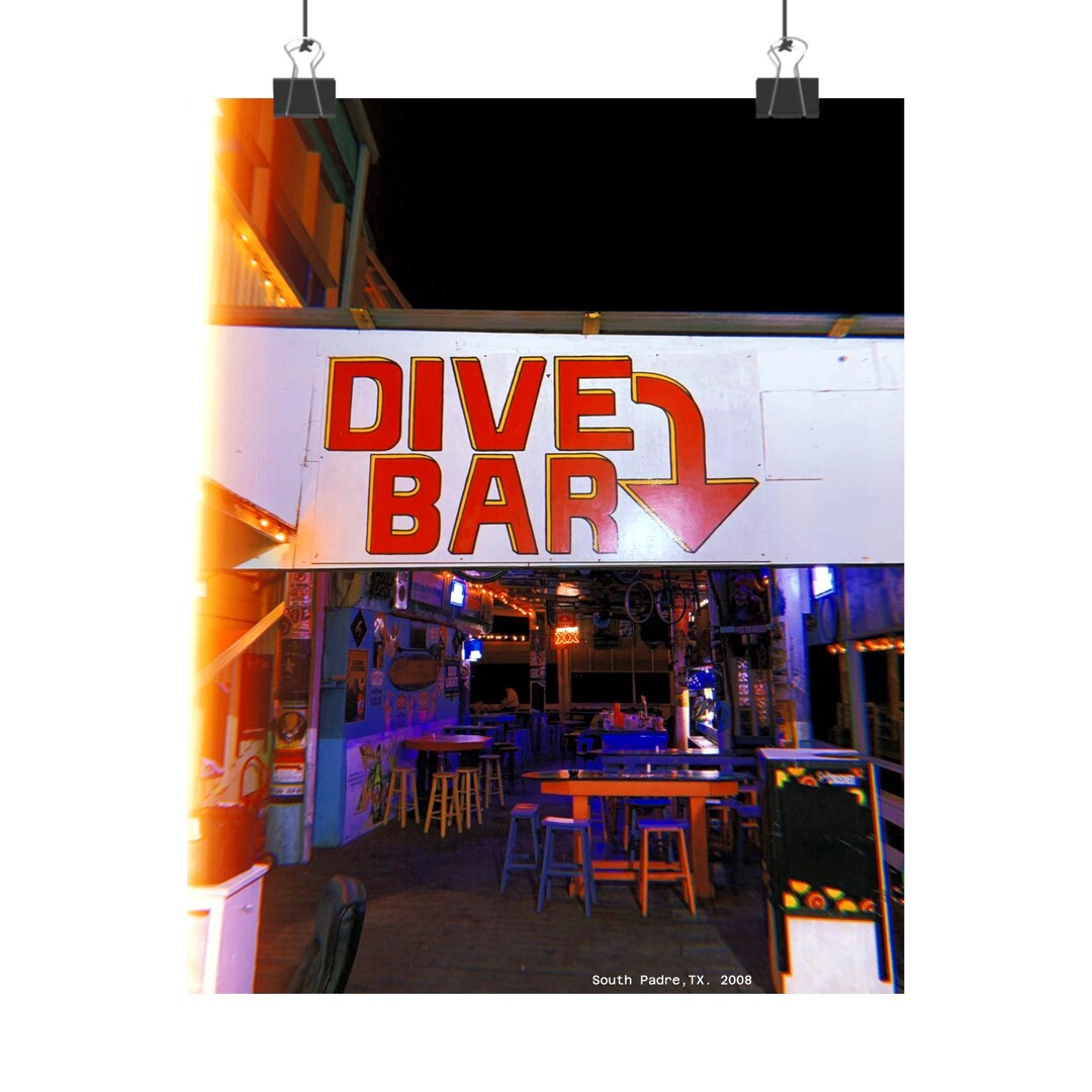 Vintage Beach Dive Bar Poster Art, Retro Wall Decor, Beach Wall Art ...