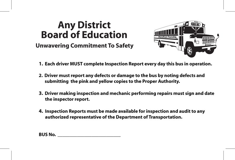 School Bus Inspection Book - Etsy