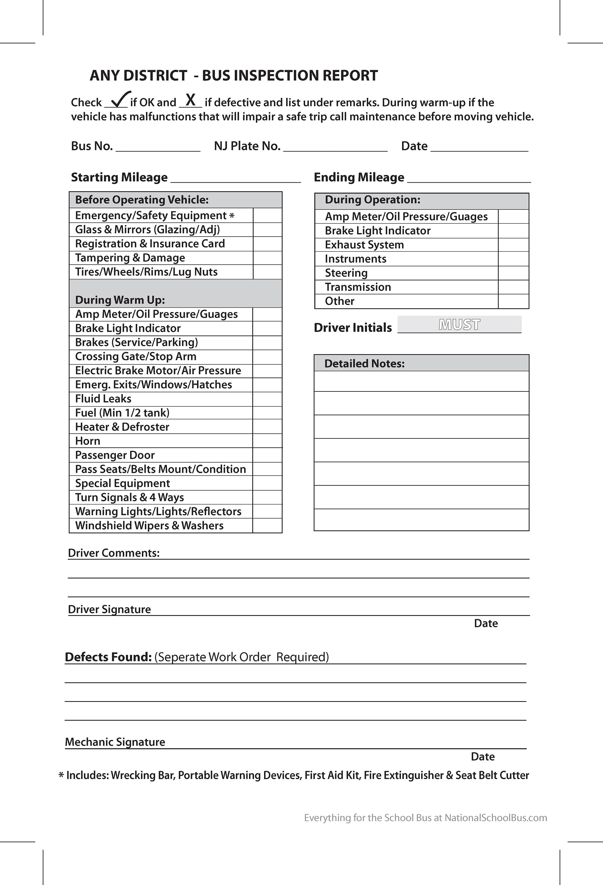 School Bus Inspection Book - Etsy