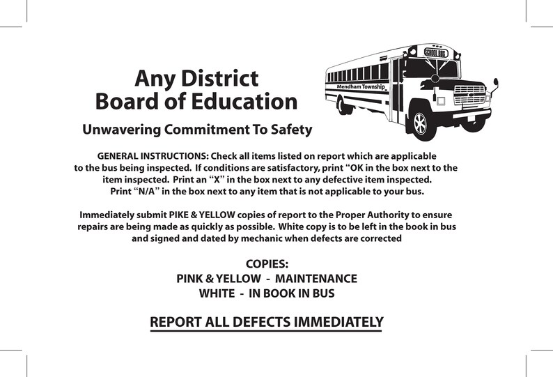 School Bus Inspection Book - Etsy