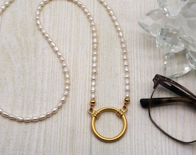 Freshwater Pearl Glasses Chain, Beaded Eyeglasses Holder, Eyeglasses Loop Necklace, Reading ...