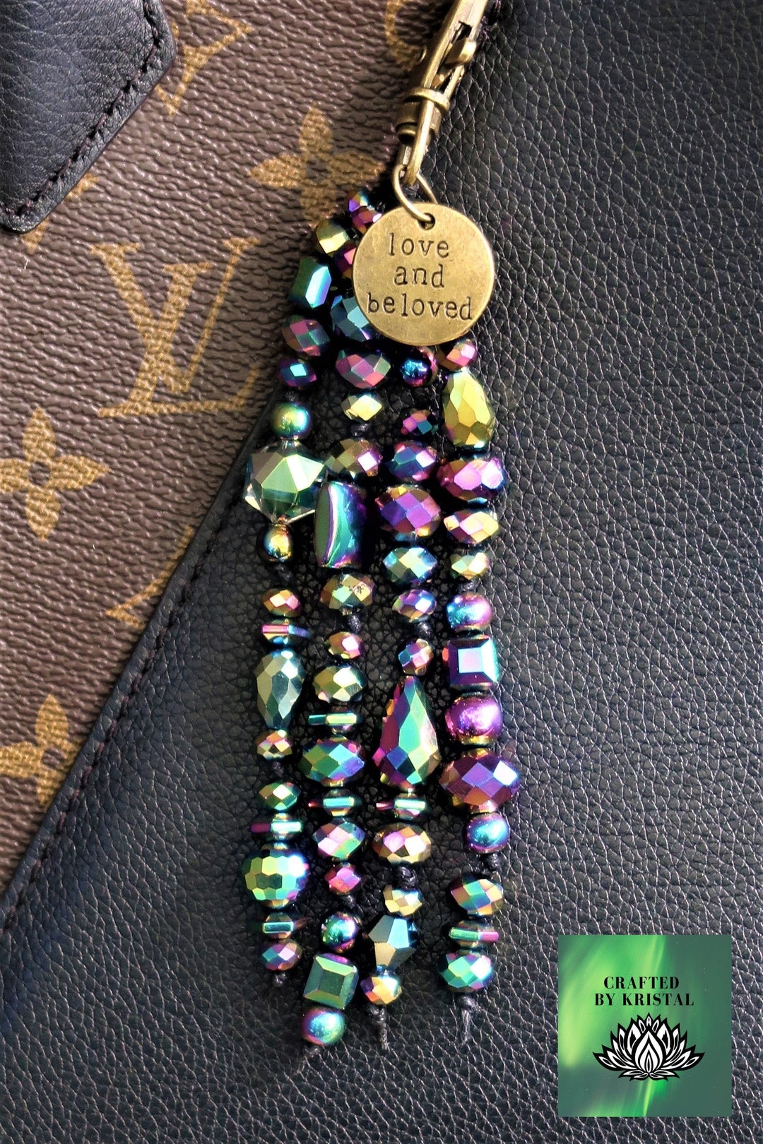 Love and Beloved Beaded Purse Charm for Handbag Luxury Bag Gold Purse ...