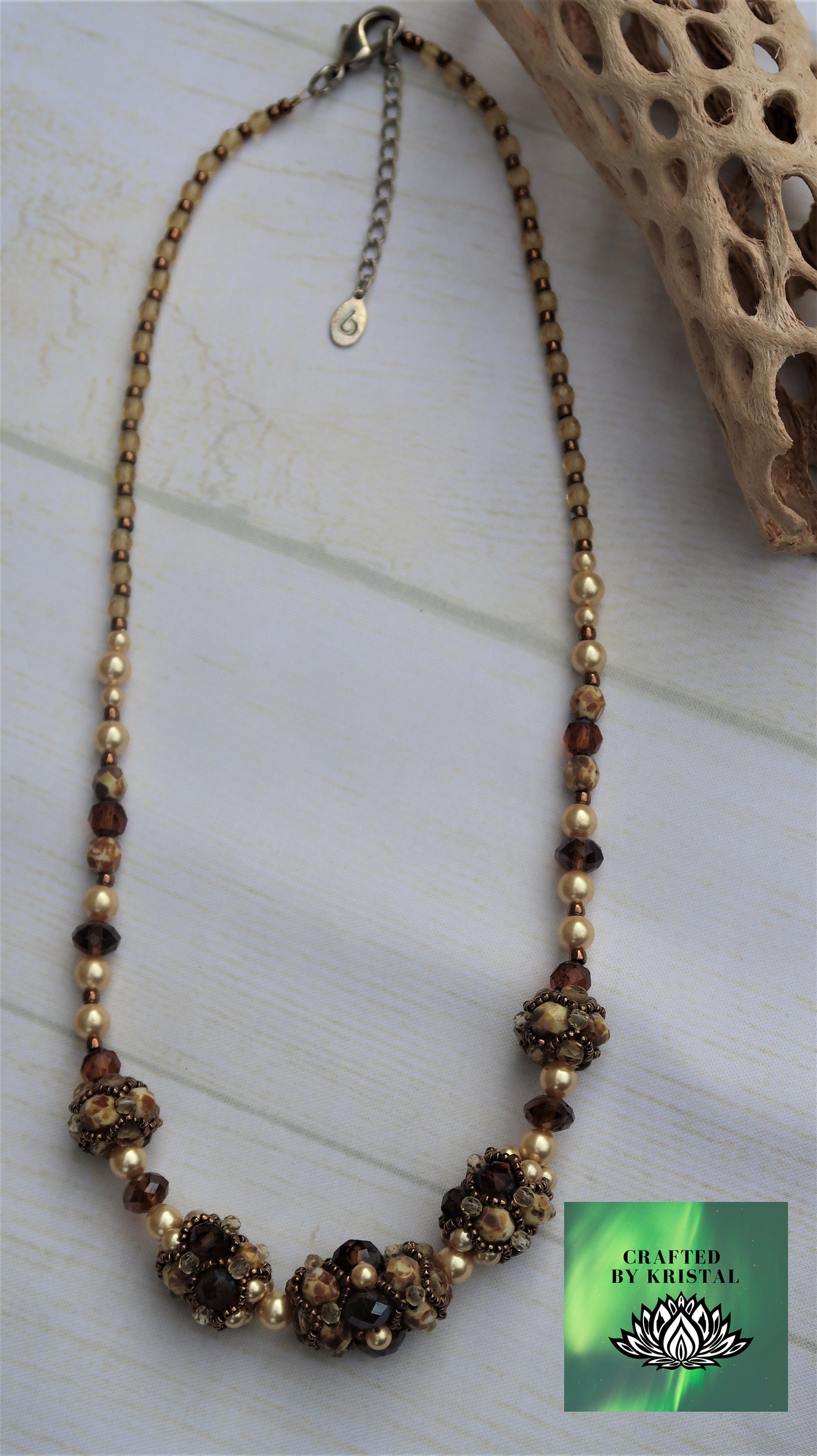 Brown statement necklace beaded necklace for women gift for | Etsy