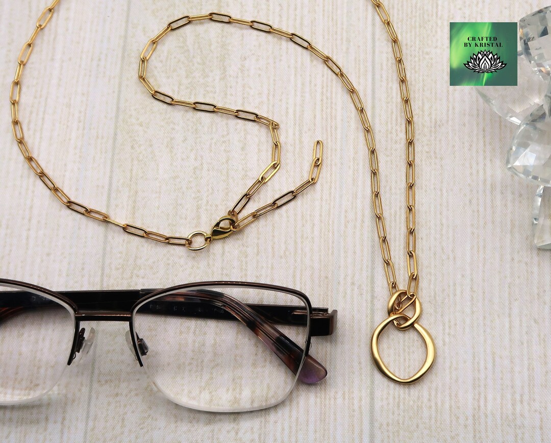 Eyeglasses Chain in Gold Paperclip, Perfect Layering Link Necklace ...
