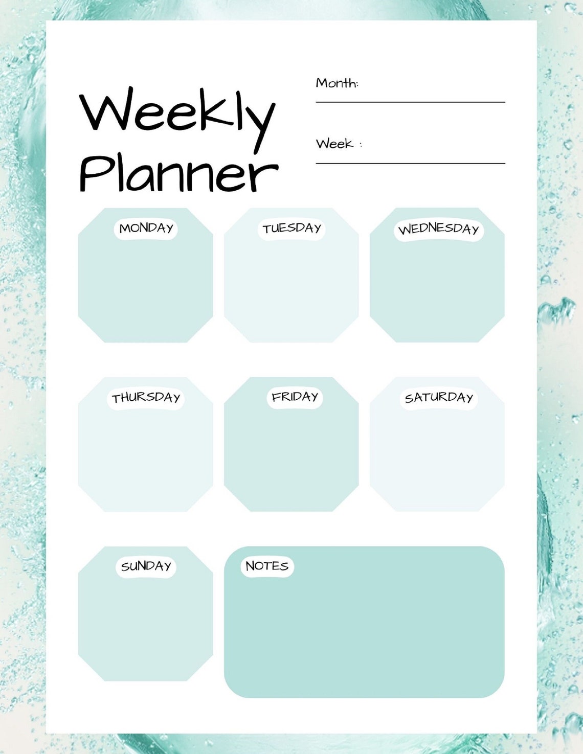 Printable Weekly Planner, Instant Download, 7 Day, Weekly Planner ...