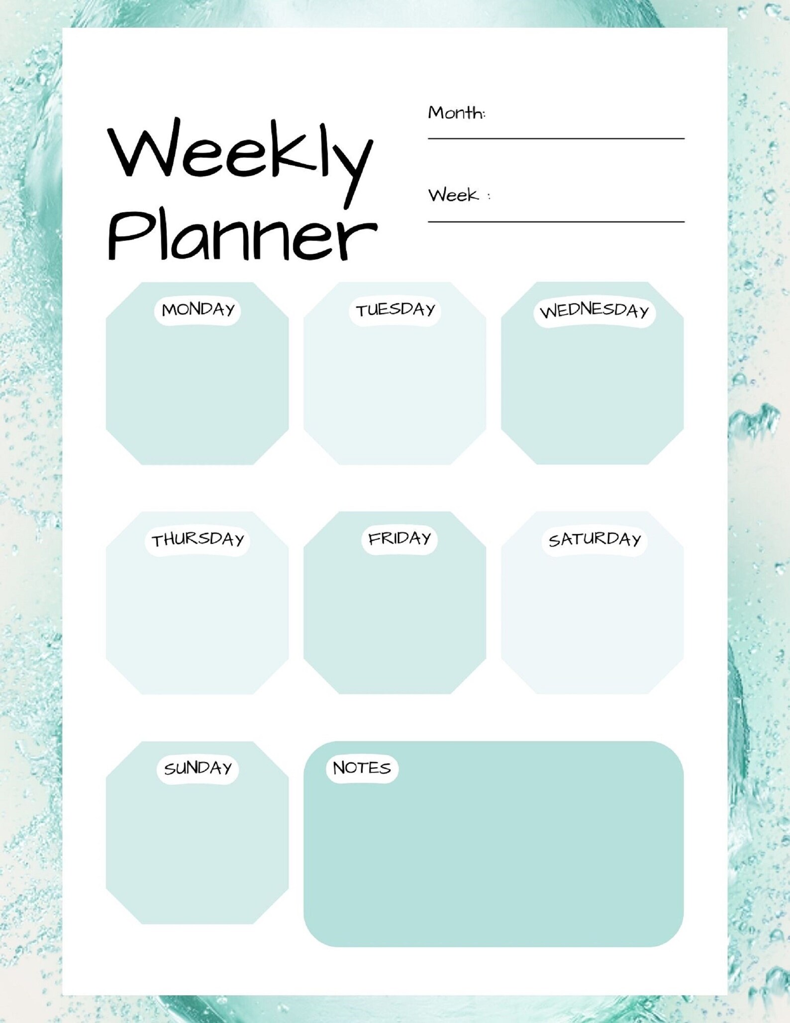 Printable Weekly Planner, Instant Download, 7 Day, Weekly Planner ...