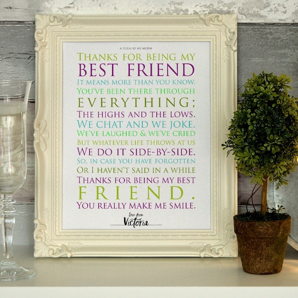Best Friend Poem - Etsy