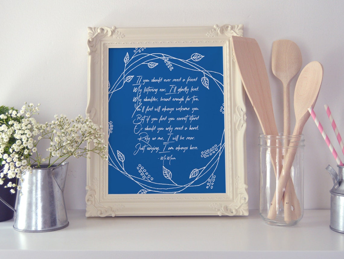 Poem for a Friend, Printable Support, Encouragement Friendship Sign ...