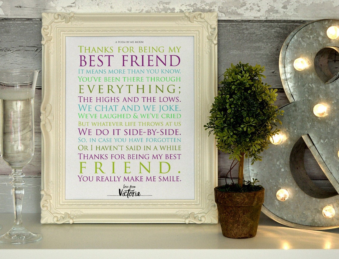 Thank You Poem for A Friend Personalized | Printable Best Friend ...
