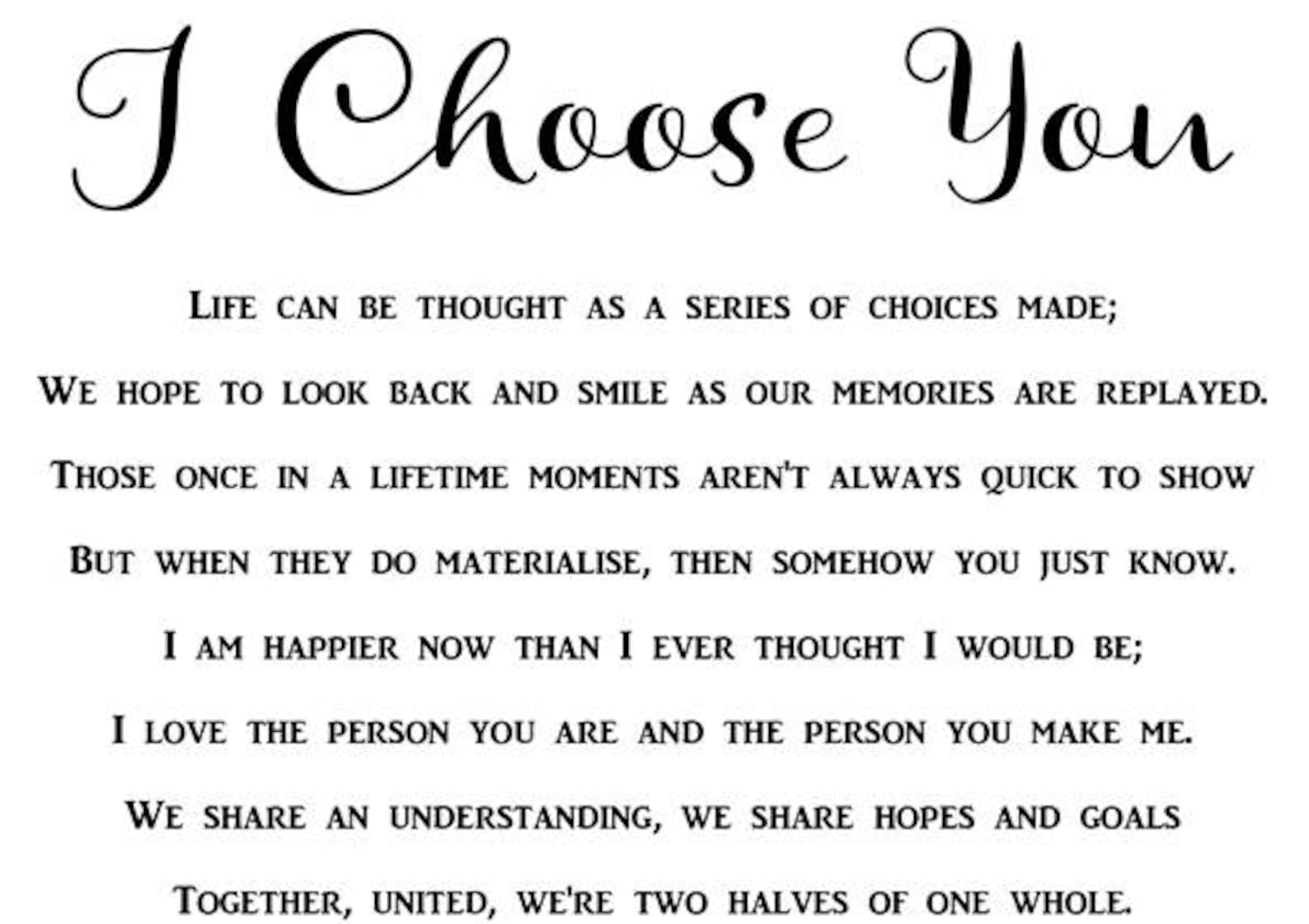 I Choose You Printable Wedding Words Etsy
