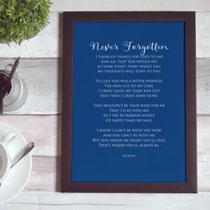 Never Forgotten Poem Memory Poem Printable Digital Print Digital ...