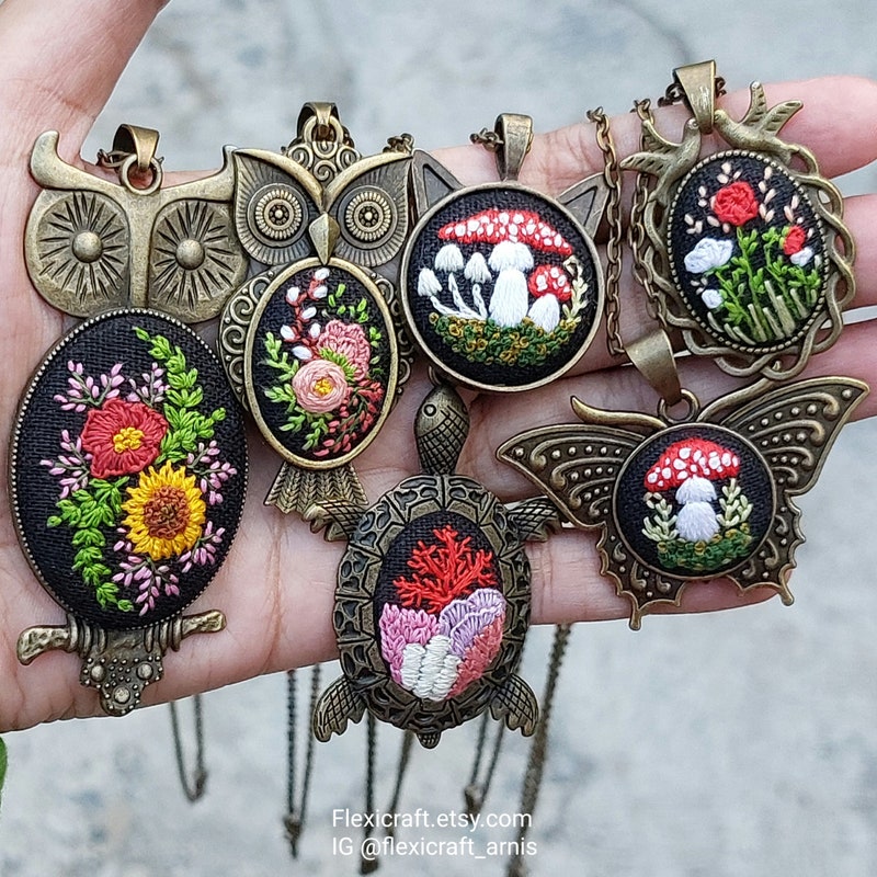 Embroidered Necklace - Etsy