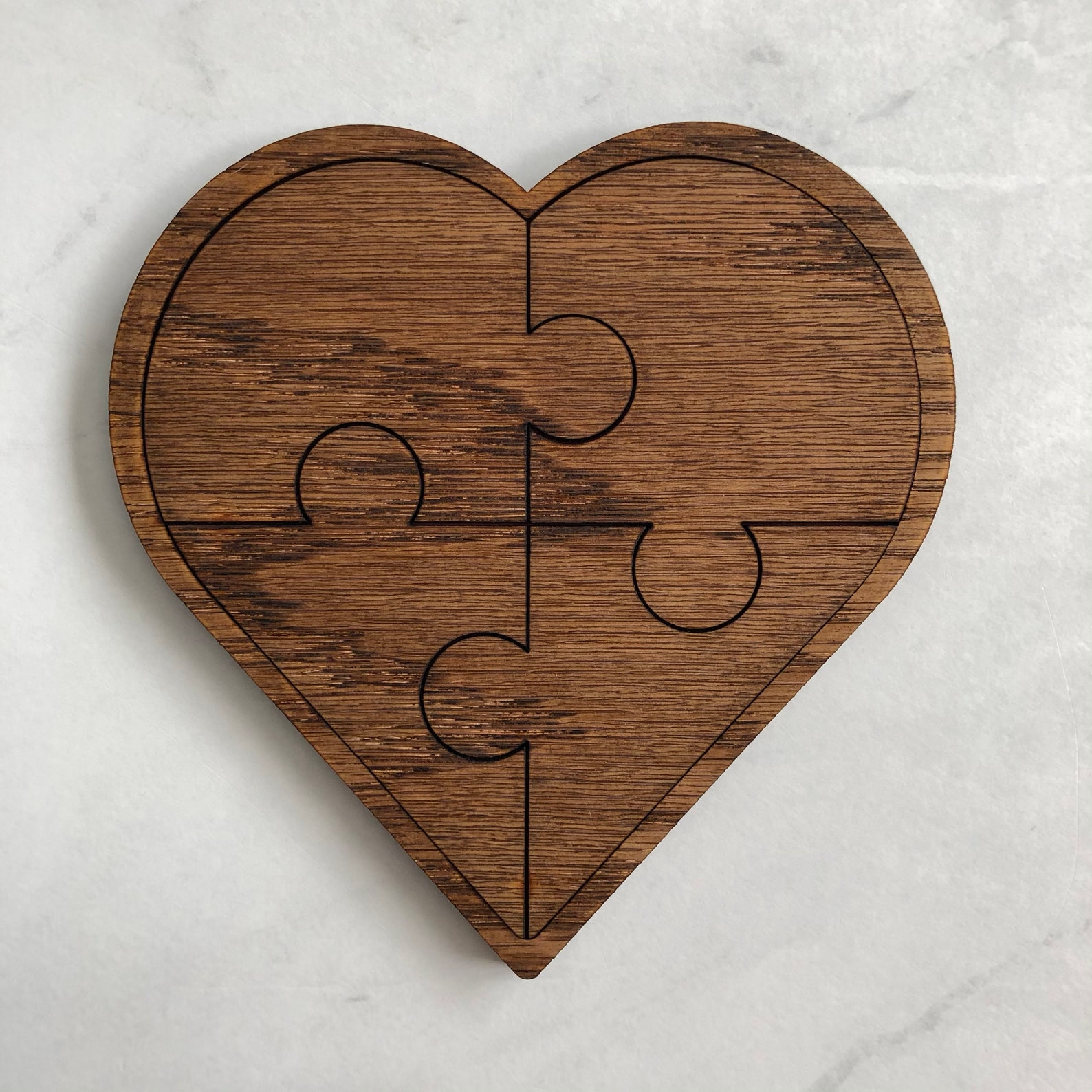 Wooden Heart Puzzle Coasters Set of 2 - Etsy