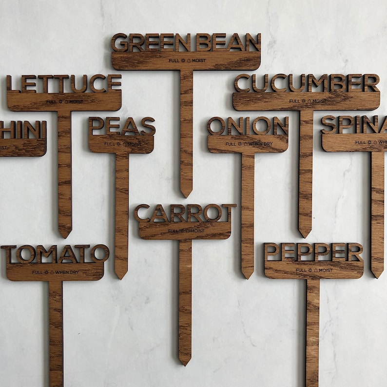 Vegetable Garden Plant Marker Set of 10 - With Sun and Soil Reminders ...
