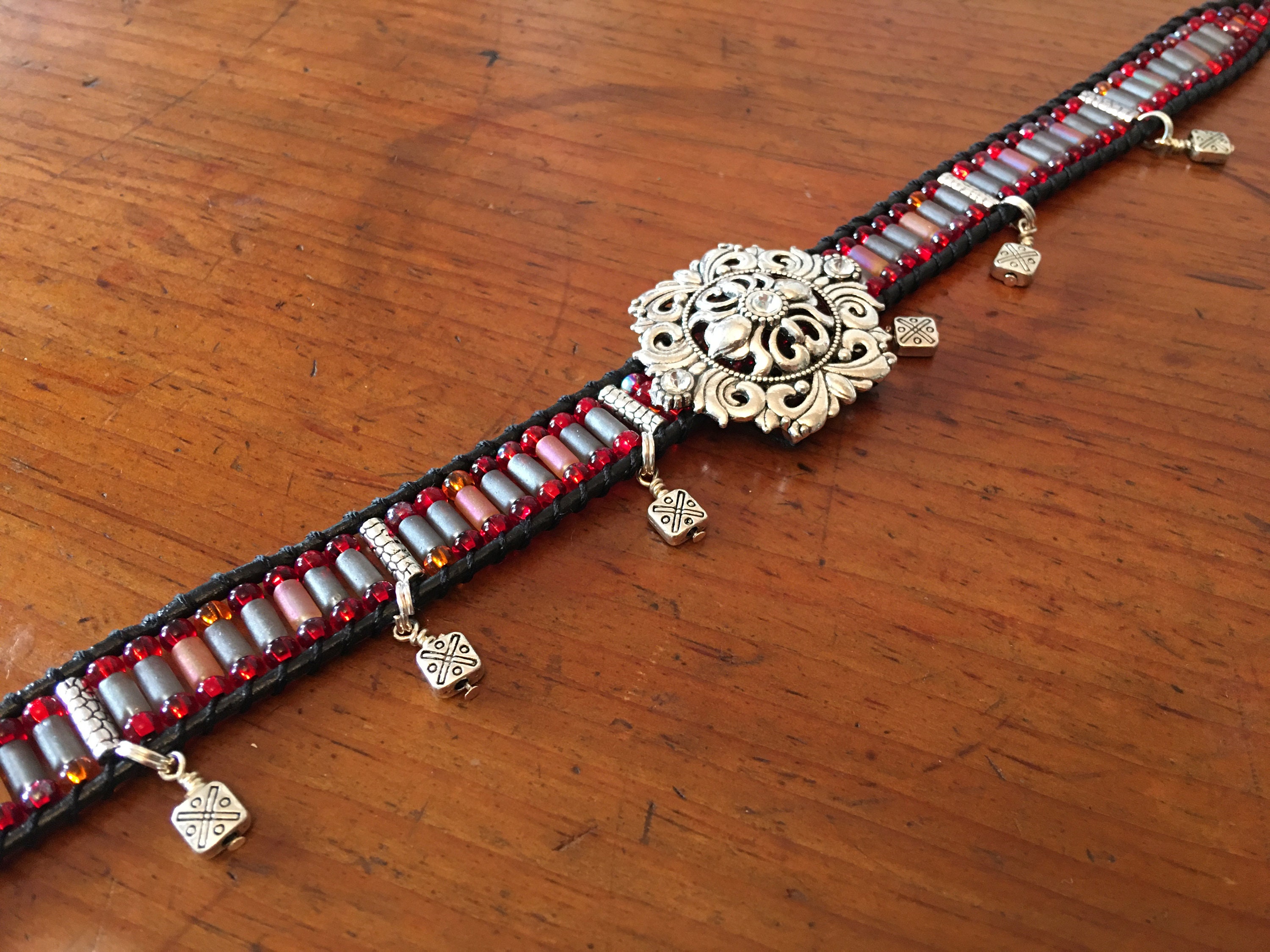 Beaded Boot Strap With Large Medallion - Etsy