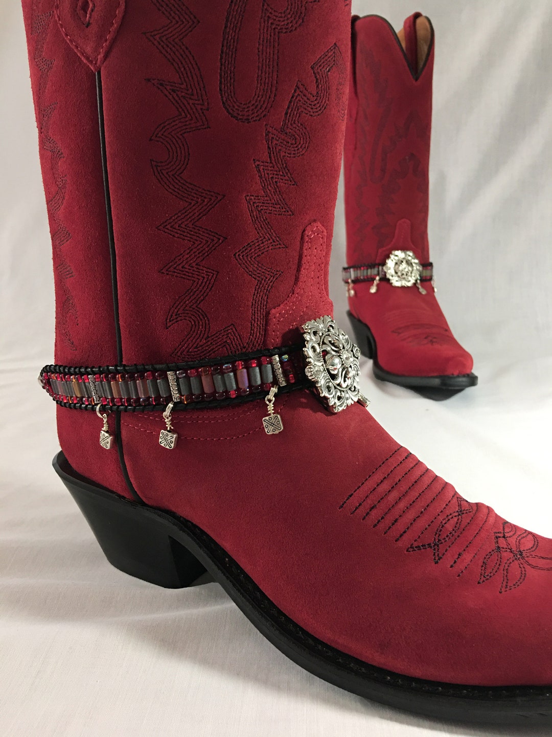 Beaded Boot Strap With Large Medallion - Etsy