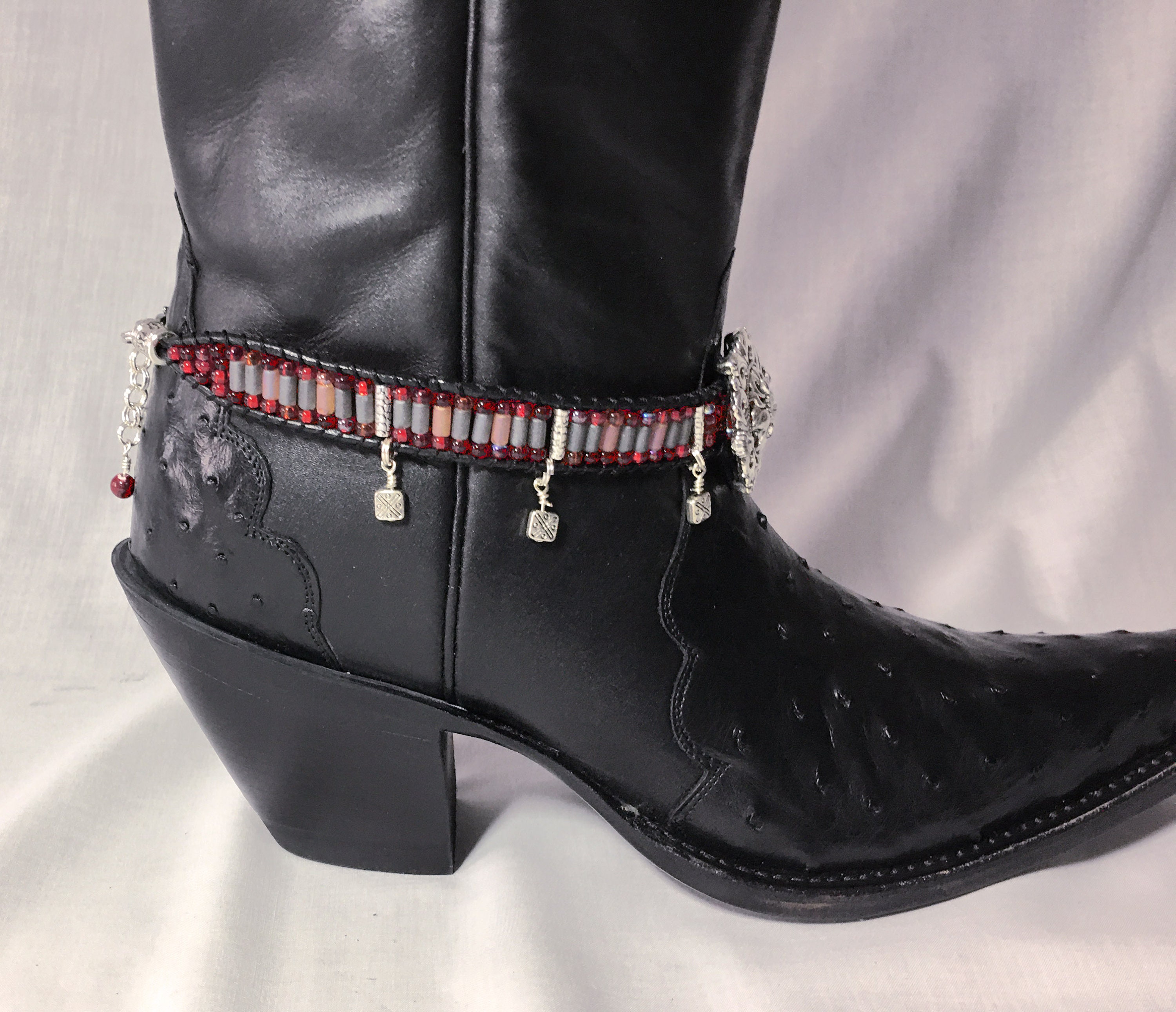 Beaded Boot Strap With Large Medallion - Etsy