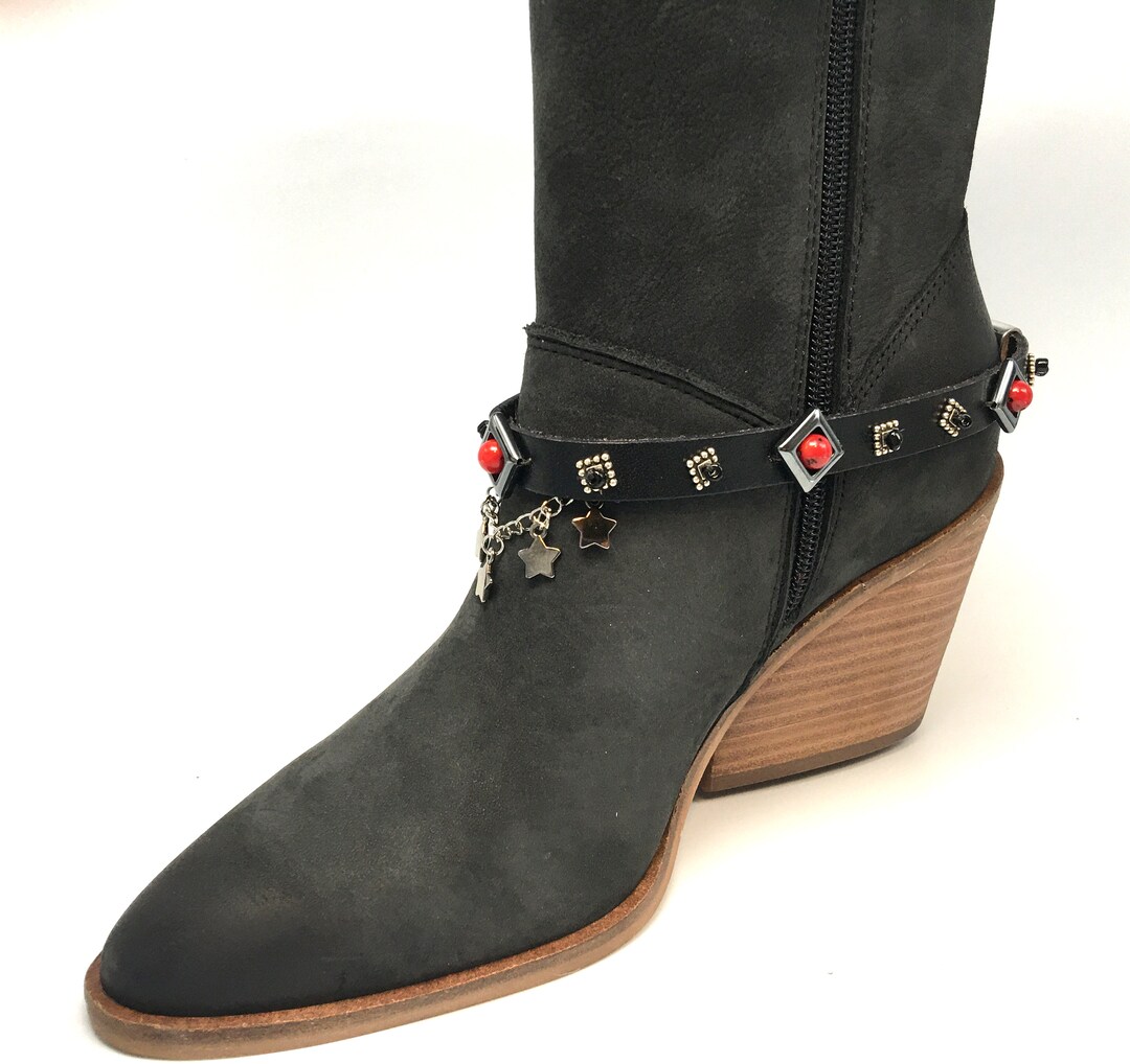 Leather Boot Strap With Stars - Etsy