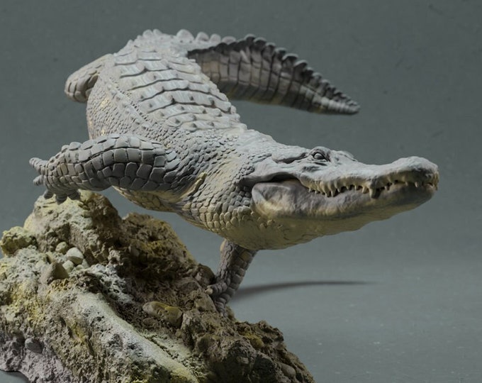 American Alligator - Swimming - 3D Printed - Miniature - Figurine ...
