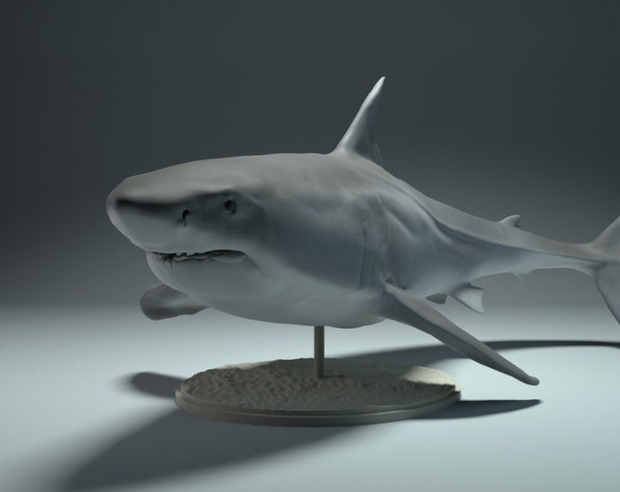 Great White Shark Swimming 3D Printed Miniature Figurine Sculpture DIY ...