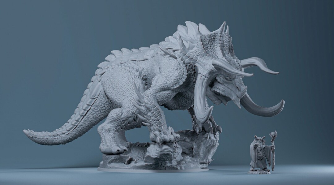 Dragon Ceratops Kaiju 3D Printed Miniature Dinoworld Kingdoms Vol 2 Gaming Tabletop TTRPG - Etsy
