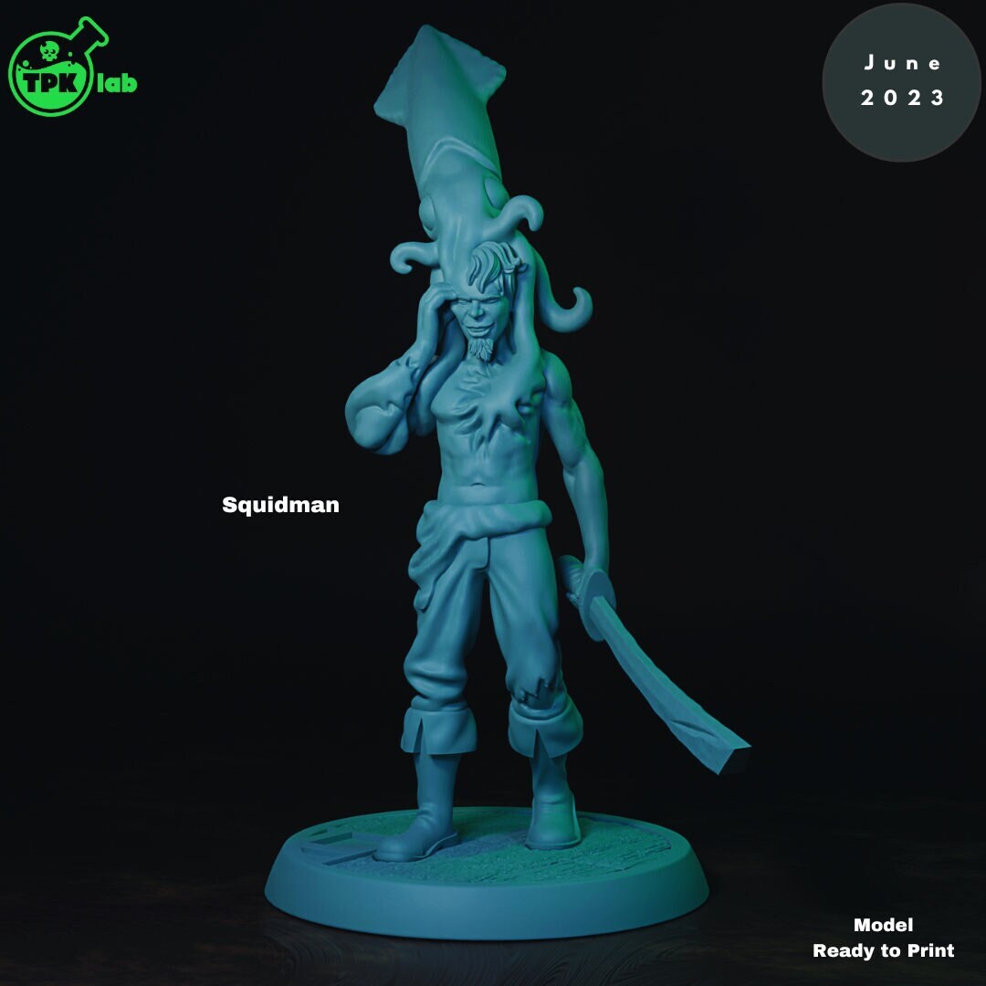 Squidman Corrupted Pirate Under the Sea 3D Printed Miniature Designed ...