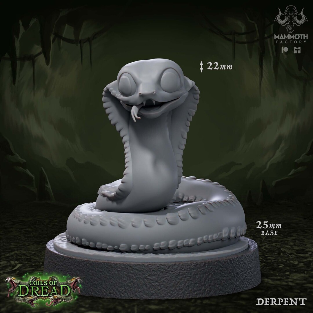 Derpant Cute Derpy Snake Coils of Dread 3D Printed Miniature Designed ...
