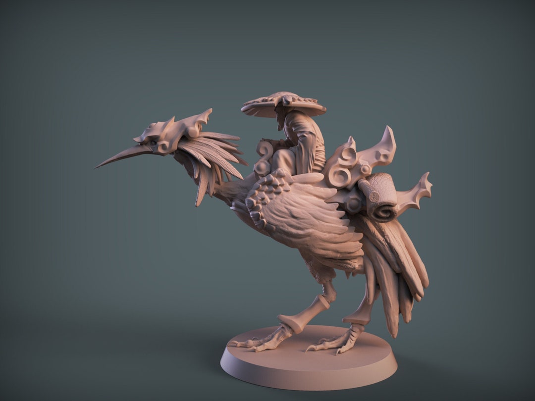 Monk Riding Sandhill Crane 3D Printed Miniature Designed by Imp3dsion ...
