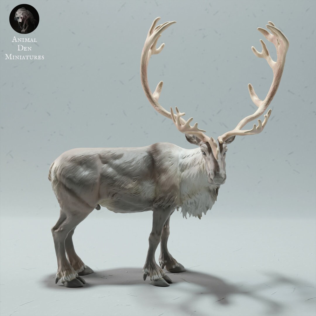 Reindeer Caribou Bull Male 2 Poses 3D Printed Miniature Figurine ...