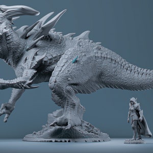 Dragon Rex Kaiju T-rex Dinosaur 3D Printed Miniature Dinoworld Kingdoms Vol 2 Gaming Tabletop ...