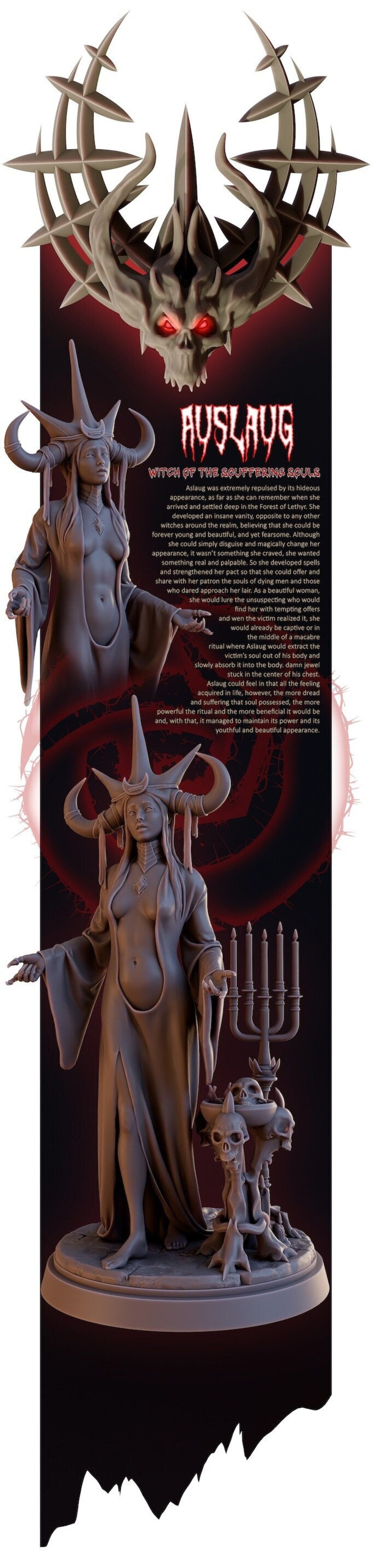 Witch Auslaug With NSFW Option Lord of Lost Souls by Vortex Studios 3D Printed Miniature Gaming ...