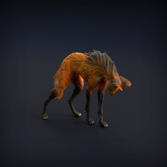Maned Wolf 3D Printed Miniature Figurine Sculpture - Etsy