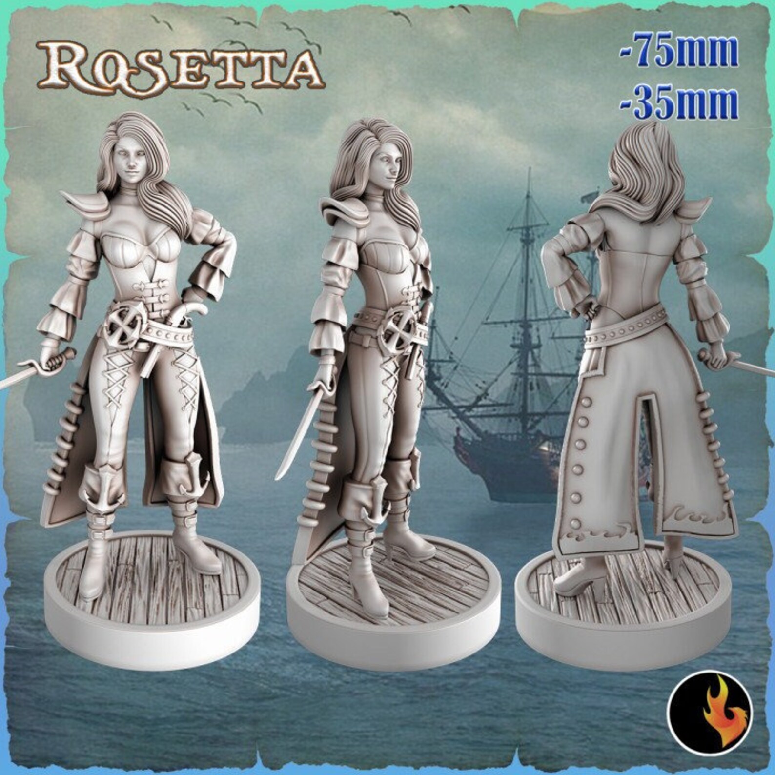 Rosetta Pirate Girl Designed by RKS3D 3D Printed - Etsy