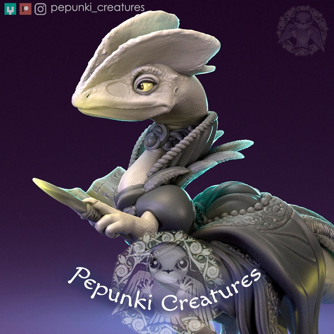 Dino Wizard - Dilophosaurus - Pepunki Creatures - 3D Printed Miniature ...