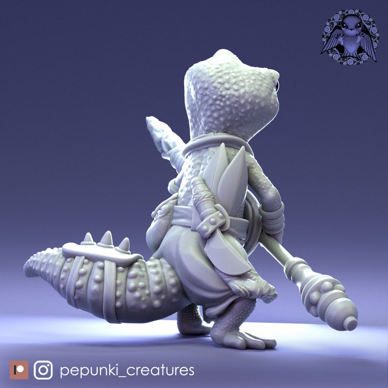 Gecko Spearman - Pepunki Creatures - 3D Printed Miniature - Gaming ...