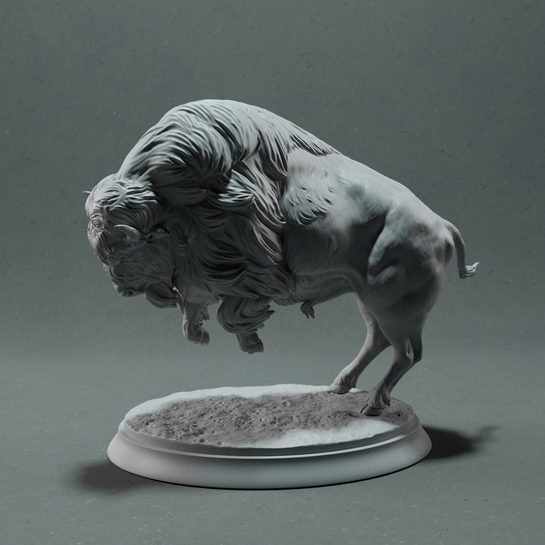 American Bison Charging 3D Printed Miniature Figurine - Etsy