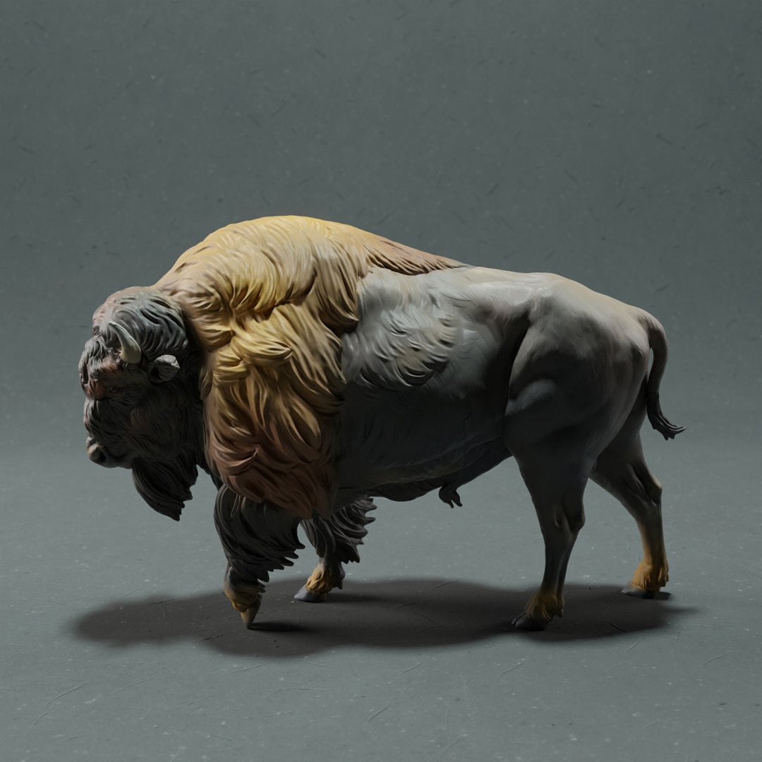 American Bison 3D Printed Miniature Figurine Sculpture DIY Paint Your ...