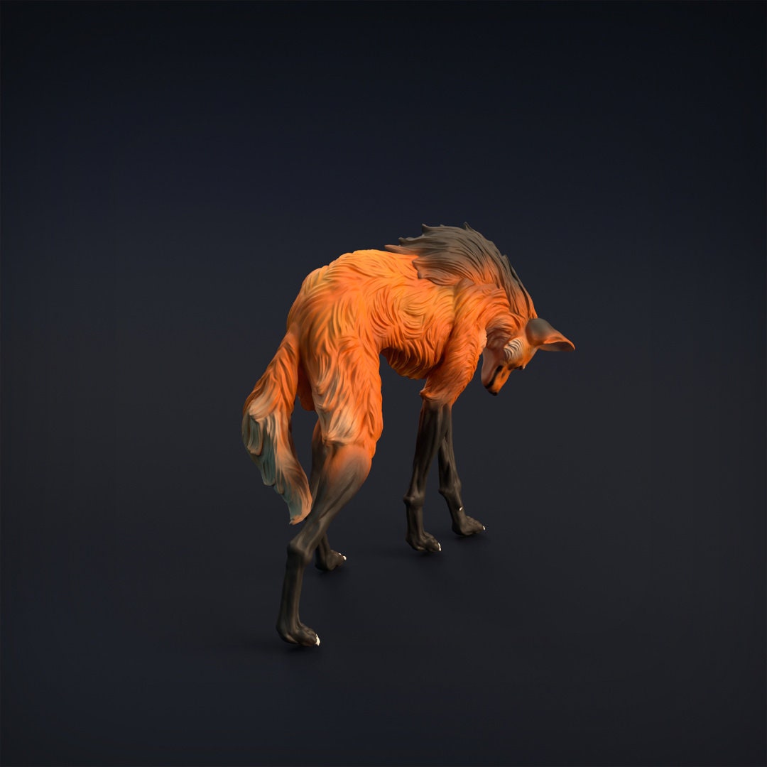 Maned Wolf 3D Printed Miniature Figurine Sculpture - Etsy