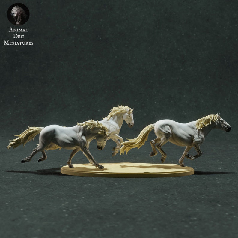 Camargue Horses Running Designed by Animal Den Miniatures - Etsy