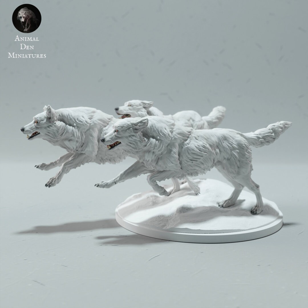 Arctic Wolves 2 Styles 3D Printed Designed by Animal Den Miniatures ...