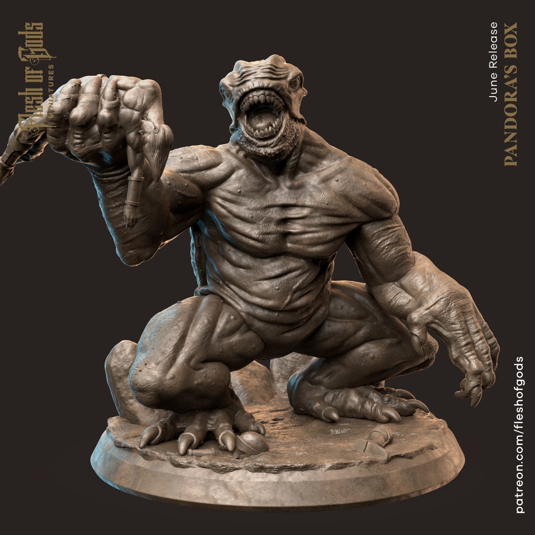 Cave Monster Flesh of Gods Pandora's Box 3D Printed Miniature Gaming ...
