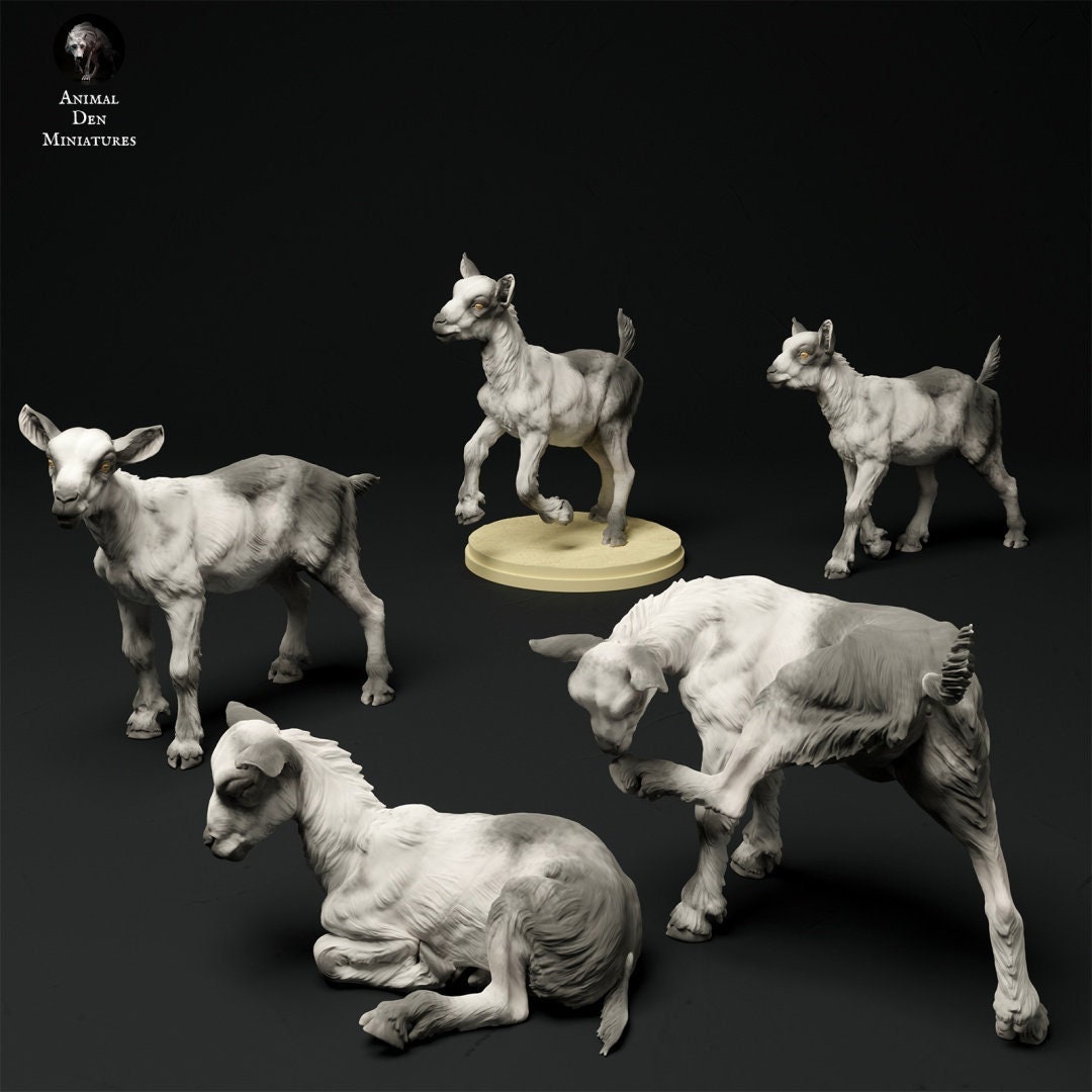 Alpine Goat Kids- Baby - 5 Poses - Farm Animals - 3D Printed Miniature ...