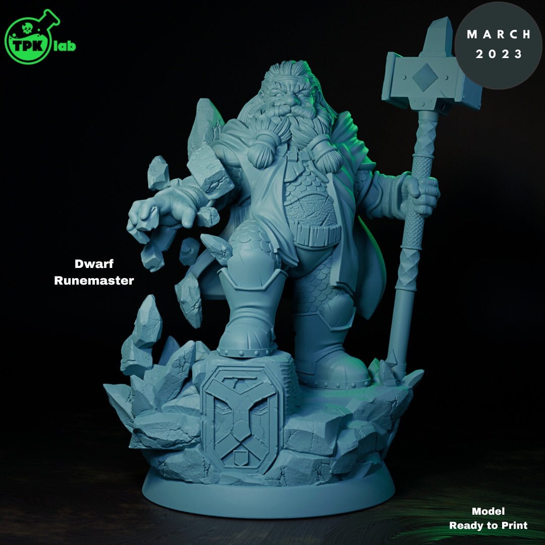 Runemaster Dwarf Dwarves 3D Printed Miniature Designed by TPK Labs ...