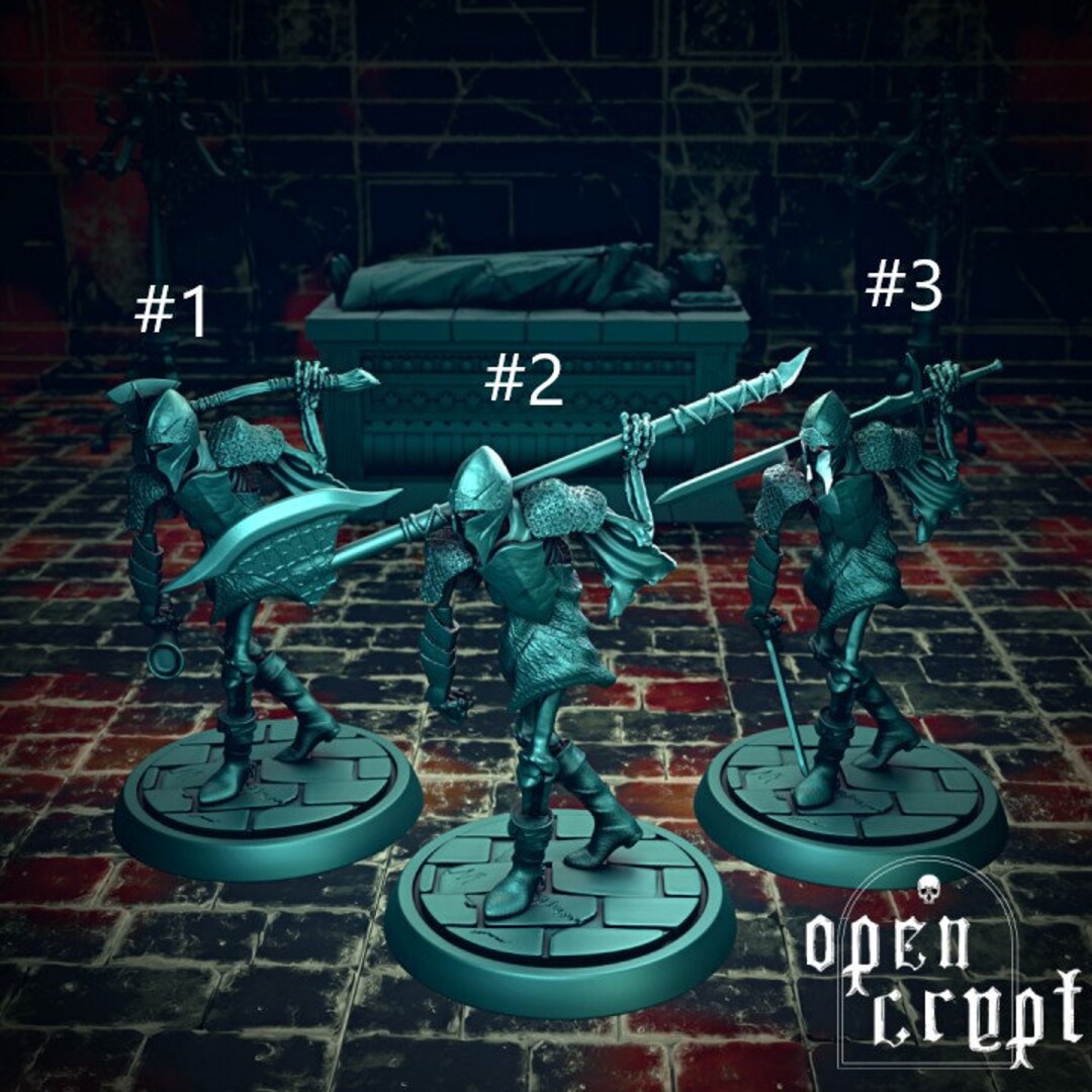 Skilled Skeleton Soldier 3 Versions the Open Crypt 3D Printed Miniature ...
