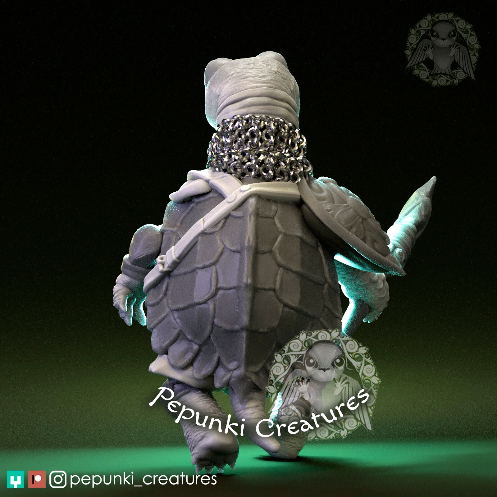 Land Turtle With Spear - Spearman - Pepunki Creatures - 3D Printed ...