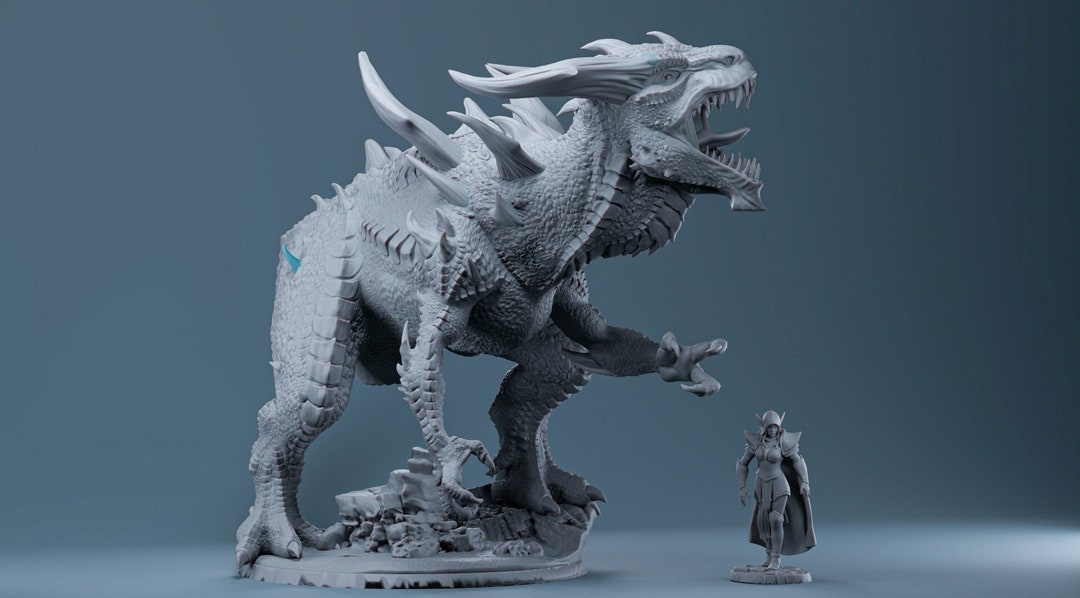 Dragon Rex Kaiju T-rex Dinosaur 3D Printed Miniature Dinoworld Kingdoms Vol 2 Gaming Tabletop ...