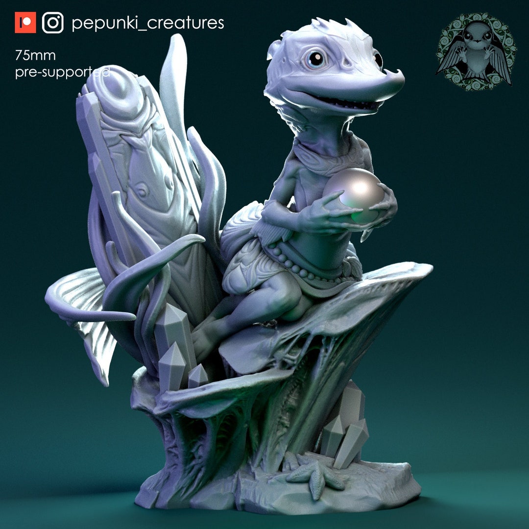 Sea Creature With Pearl Pepunki Creatures 3D Printed Miniature Gaming ...