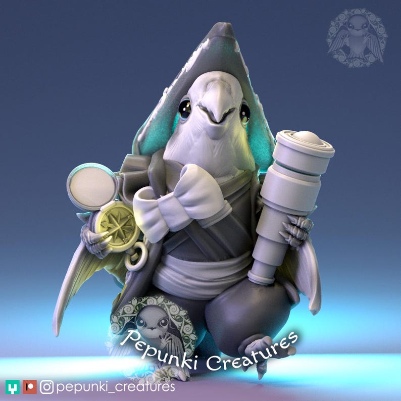 Cockatiel Pirate - Pepunki Creatures - 3D Printed Miniature - Gaming ...