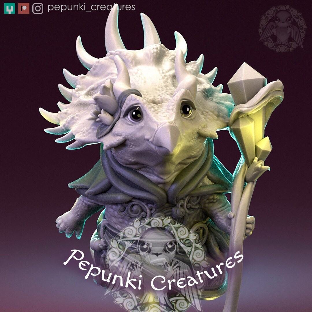 Triceratops Sorceress- Mage - Dino - Dinosaur - Pepunki Creatures - 3D ...