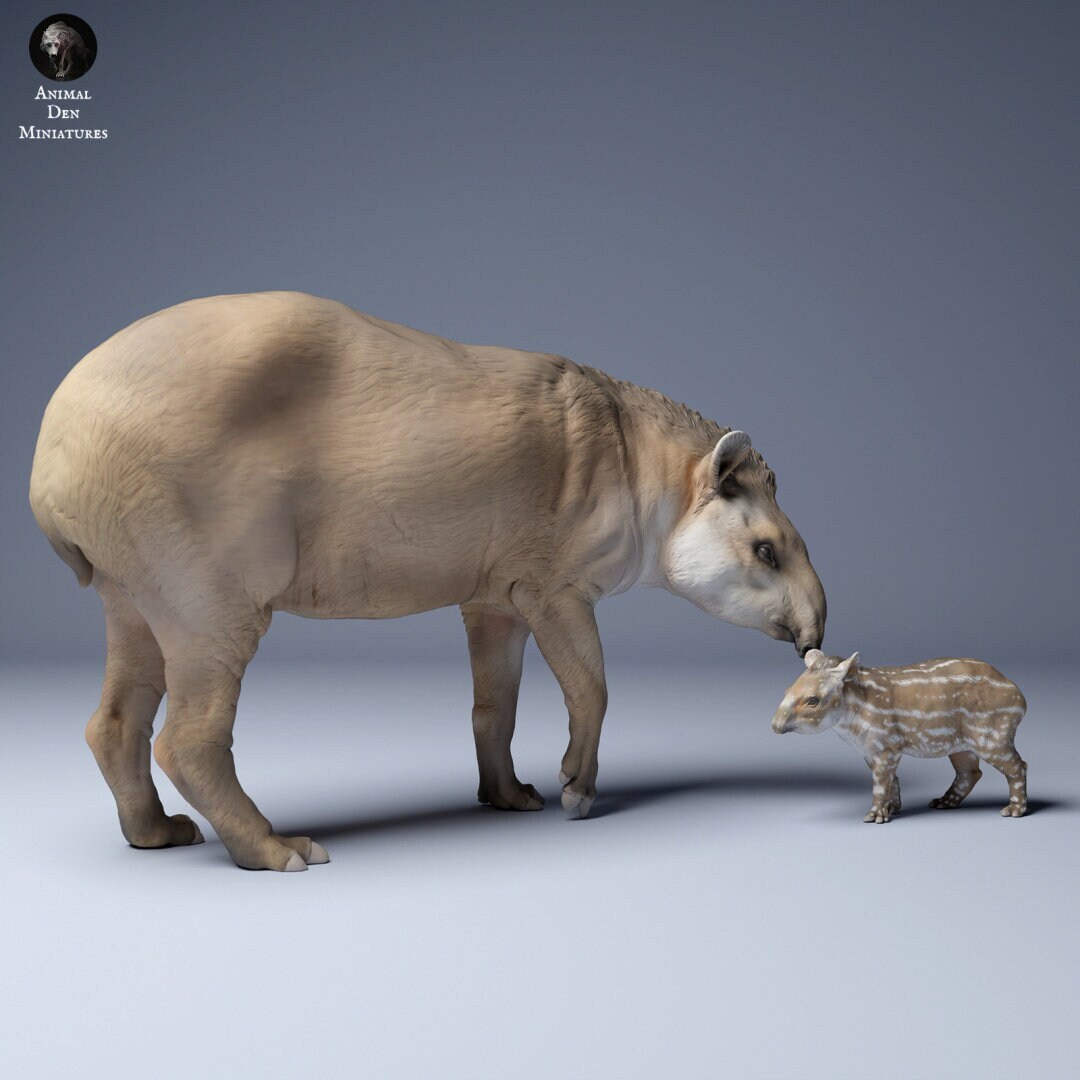 Brazilian Tapir Tapirus 4 Styles Calf 3D Printed Miniature Designed by ...